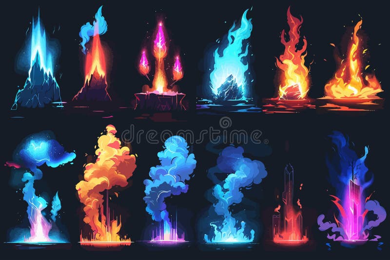 Magic Effect Set Cartoon Anime Isolated Illustration Stock Vector ...