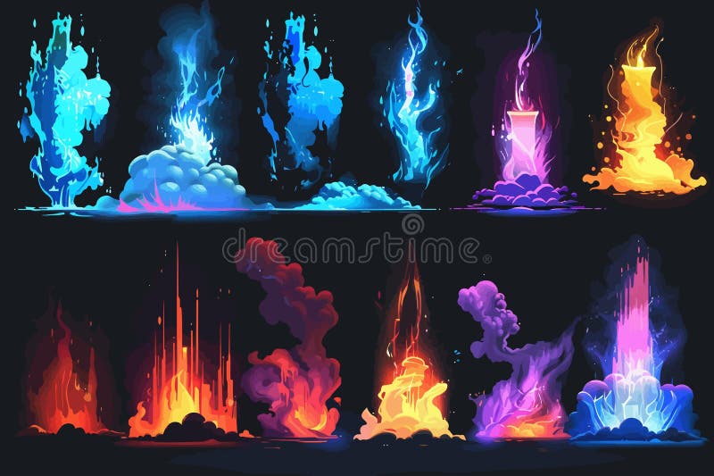 Magic Effect Set Cartoon Anime Isolated Illustration Stock Vector ...