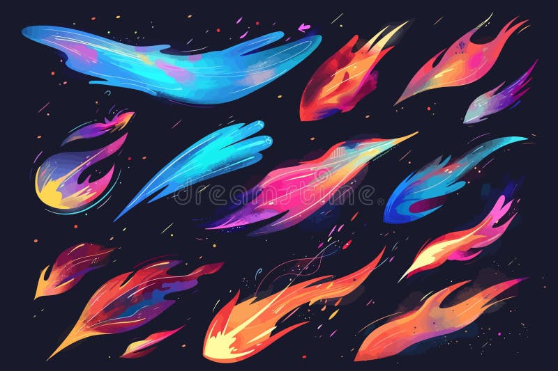 Magic Effect Set Cartoon Anime Isolated Illustration Stock Vector ...