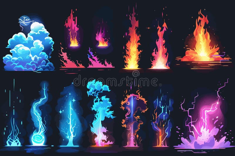 Magic Effect Set Cartoon Anime Isolated Illustration Stock Vector ...