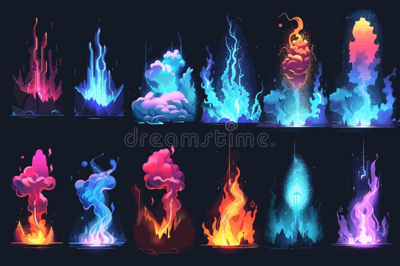 Magic Effect Set Cartoon Anime Isolated Illustration Stock Vector ...