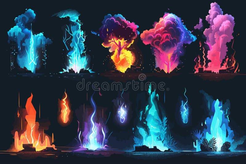 Magic Effect Set Cartoon Anime Isolated Illustration Stock Vector ...