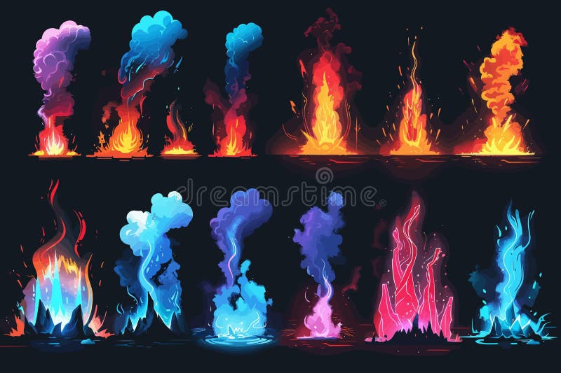 Magic Effect Set Cartoon Anime Isolated Illustration Stock Vector ...