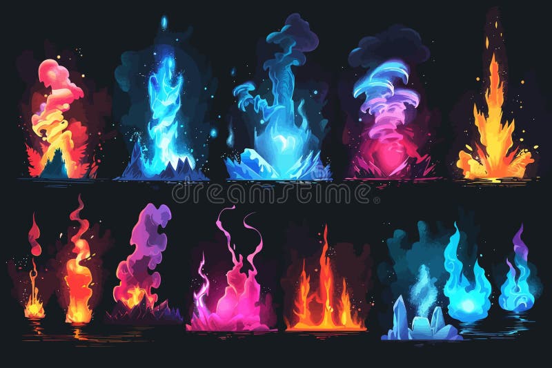 Magic Effect Set Cartoon Anime Isolated Illustration Stock Vector ...