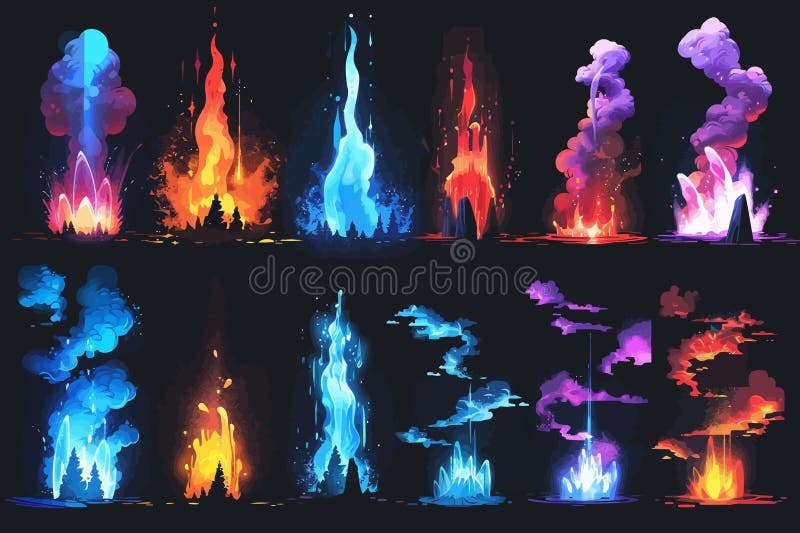 Magic Effect Set Cartoon Anime Isolated Illustration Stock Vector ...