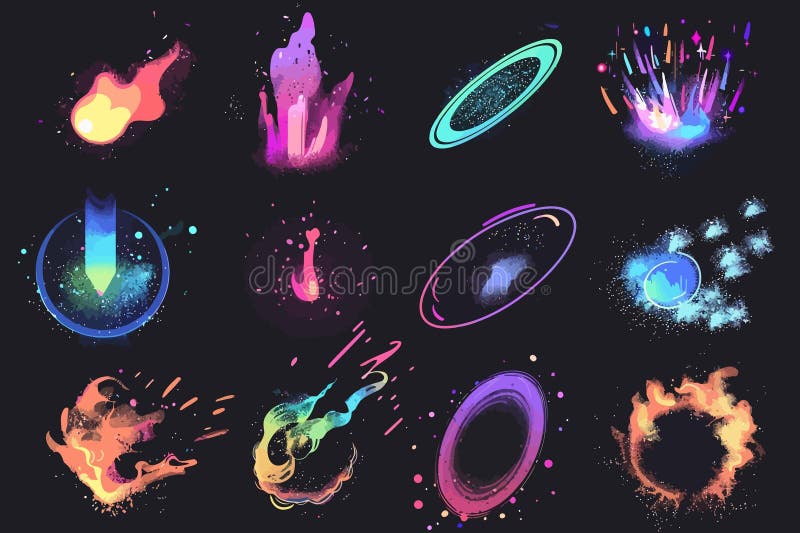 Magic Effect Set Isolated Illustration Stock Vector - Illustration of ...