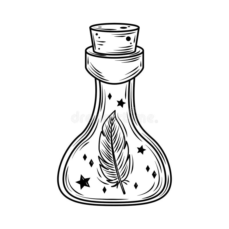 Potion, Medicine Bottle Illustration, Drawing, Engraving, Ink, Line Art ...