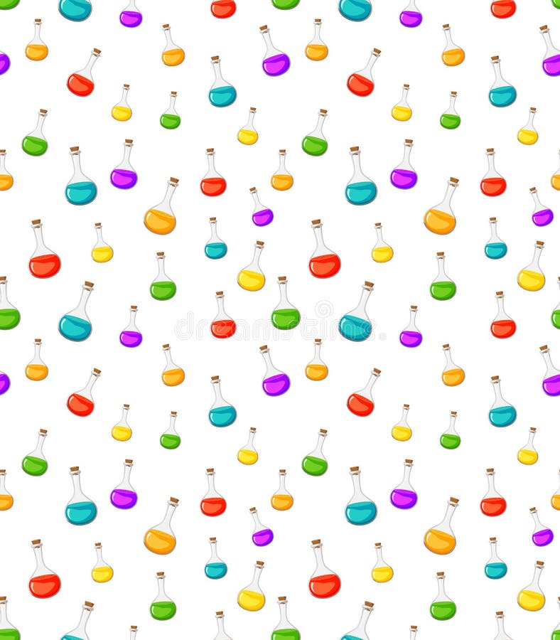 Magic Elixir Seamless Pattern for Halloween. Cartoon Background with ...