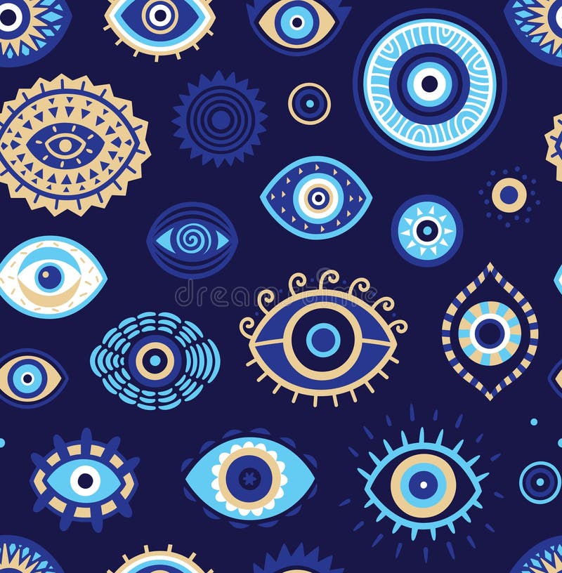 Magic Evil Eyes Seamless Pattern Stock Vector - Illustration of amulet ...