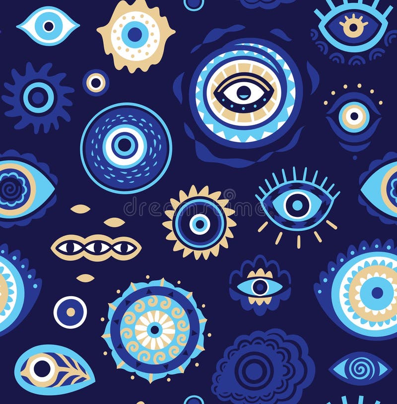 Magic Evil Eyes Seamless Pattern, Turkish Style Stock Vector ...