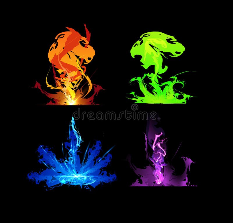 Magic Explosion, Bomb Boom Flash Game Effect Vector Set, Varicoloured ...