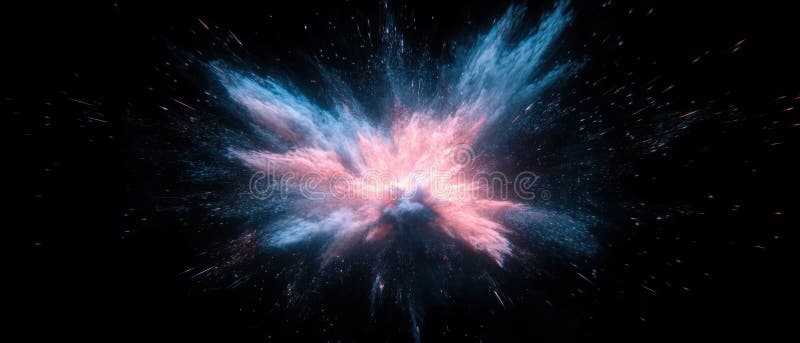 Magic Explosion Effect with Colorful Energy on a Black Background Stock ...