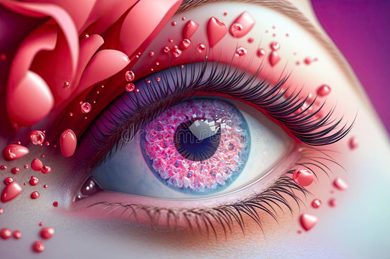 Magic Eye with Makeup and Little Red Hearts Stock Illustration ...