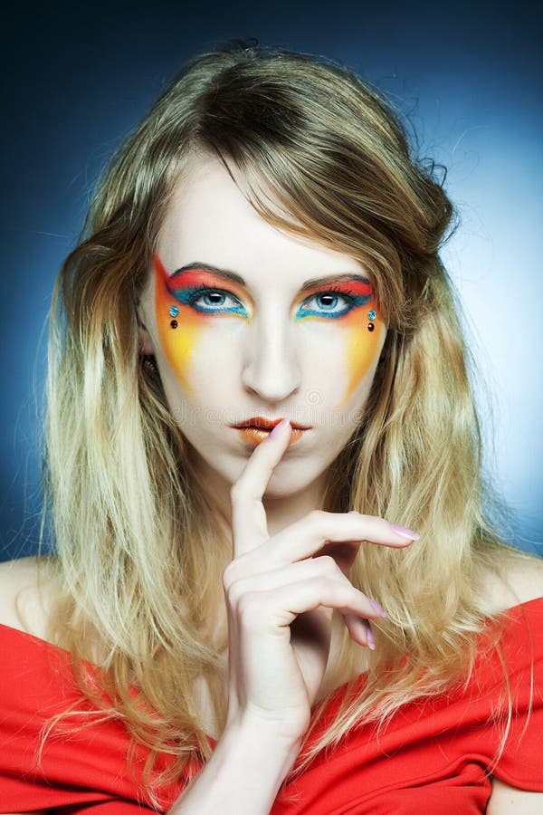 Magic eyes make-up stock image. Image of lips, makeup - 12299757