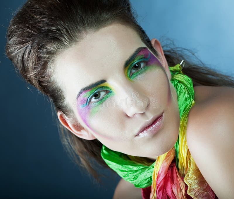 Magic eyes make-up stock image. Image of green, lips - 100231387