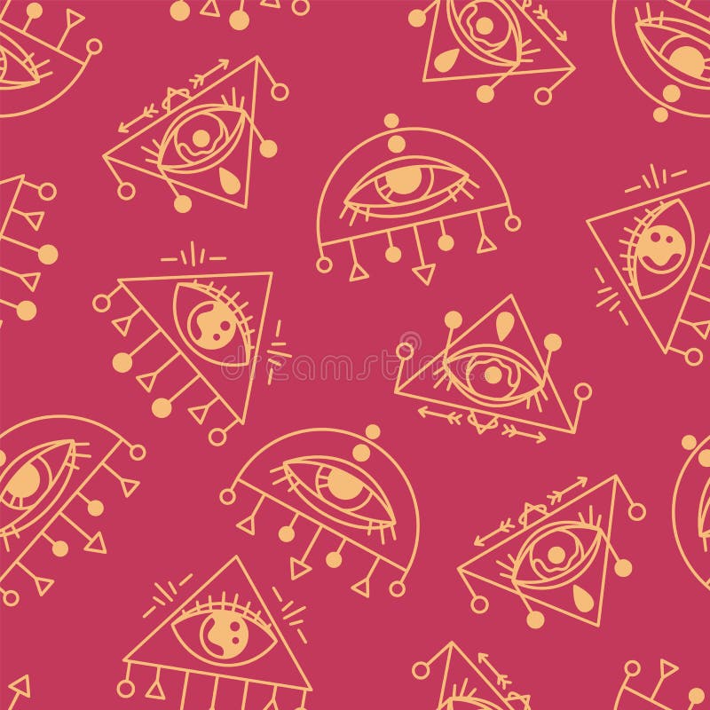 Magic Eyes Pattern. Seamless Print with Esoteric and Magic Eye Symbols ...