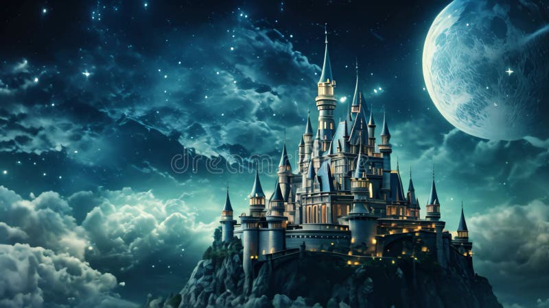 Magic Fairy Tale Princess Castle in the Clouds. 3D Rendering, AI ...