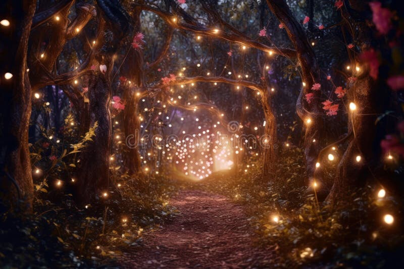 Magic Fairy Trail in Forest Generative Ai Stock Illustration ...