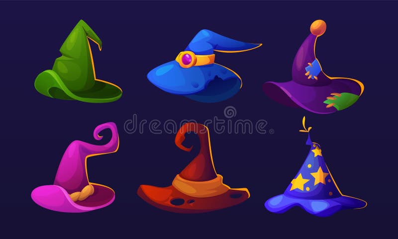 Magic Fairy Witch Cap with Pointy End Stock Illustration - Illustration ...