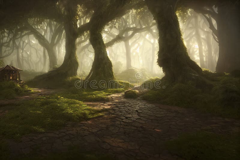 Magic Fairytale Tree House in a Forest, Generative AI Stock ...