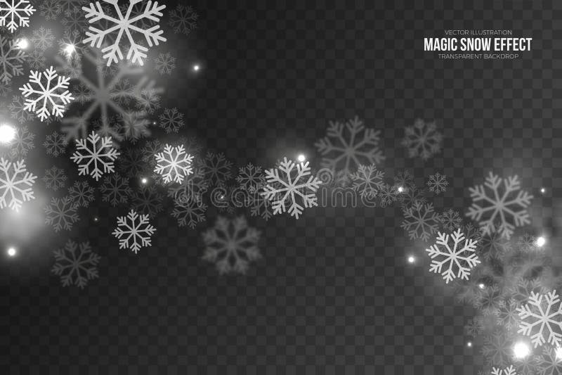 Magic Falling Snow Effect with White Flying Snowflakes and Lights ...