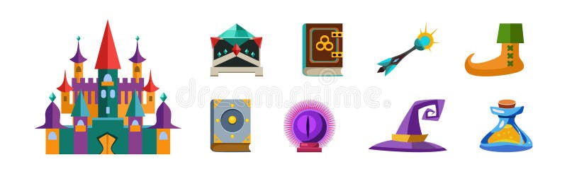Magic Fantastic Object and Elements for Sorcery Vector Set Stock Vector ...