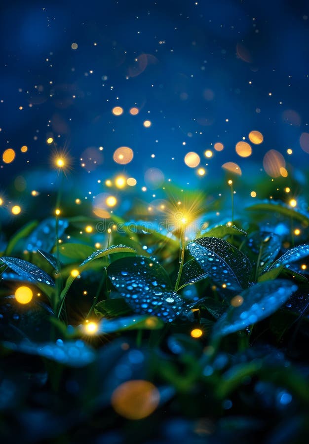 Magic Fantasy Glowing Leaves in Dark Forest at Night Stock Image ...