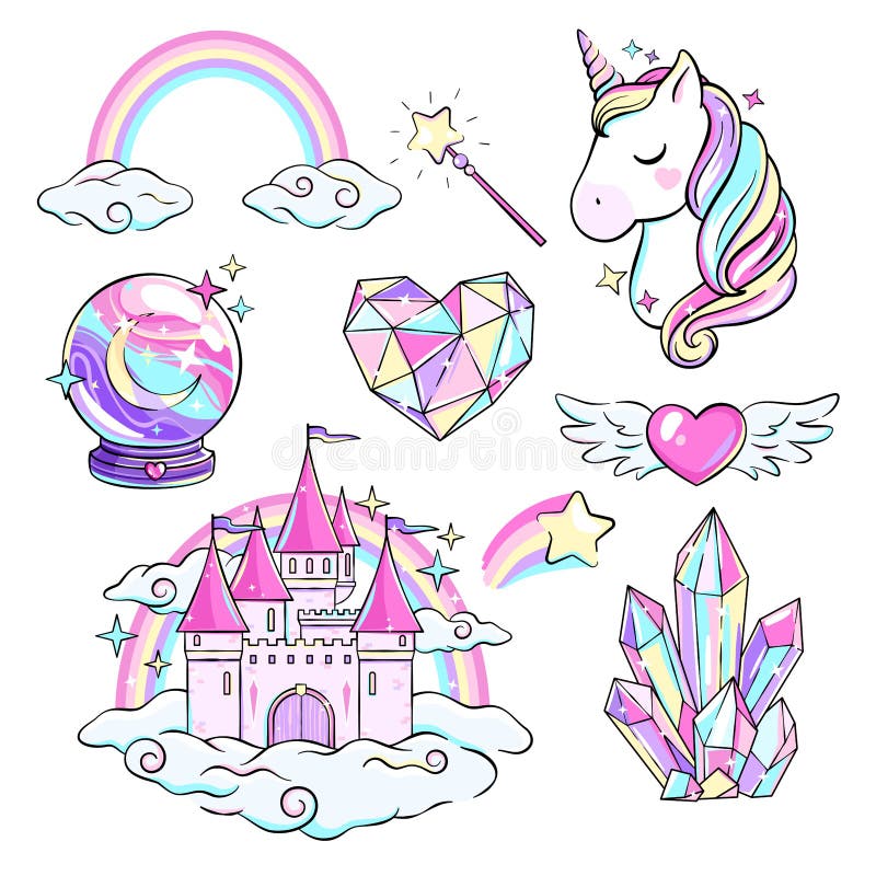 Magic, fantasy objects set stock vector. Illustration of magic - 252261514