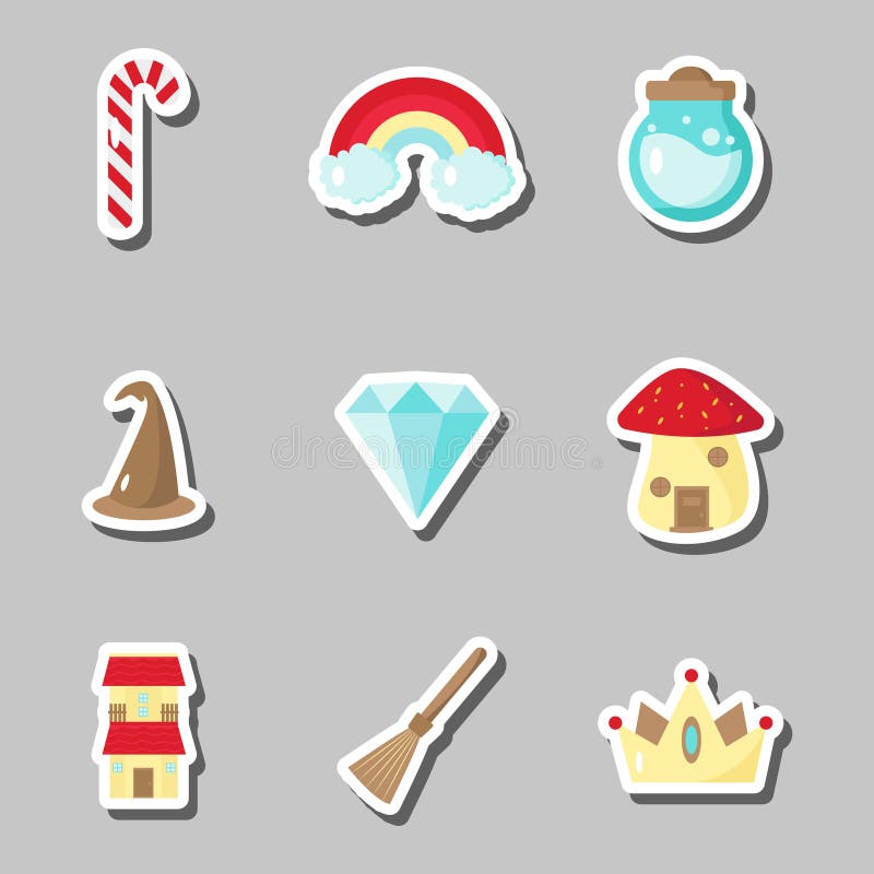 Set Collection of Magic Fantasy Sticker Design Stock Vector ...