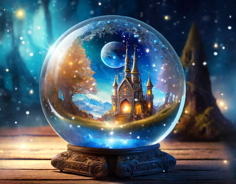 Magic Fantasy World Inside Glass Sphere Stock Illustration ...