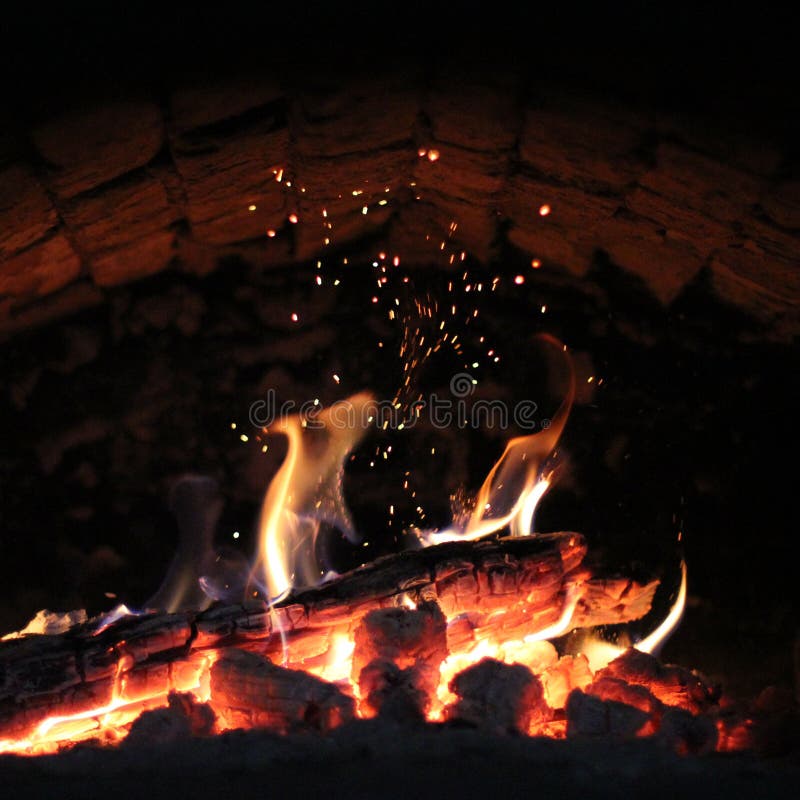 Magic fire in a fireplace stock photo. Image of motion - 78342034