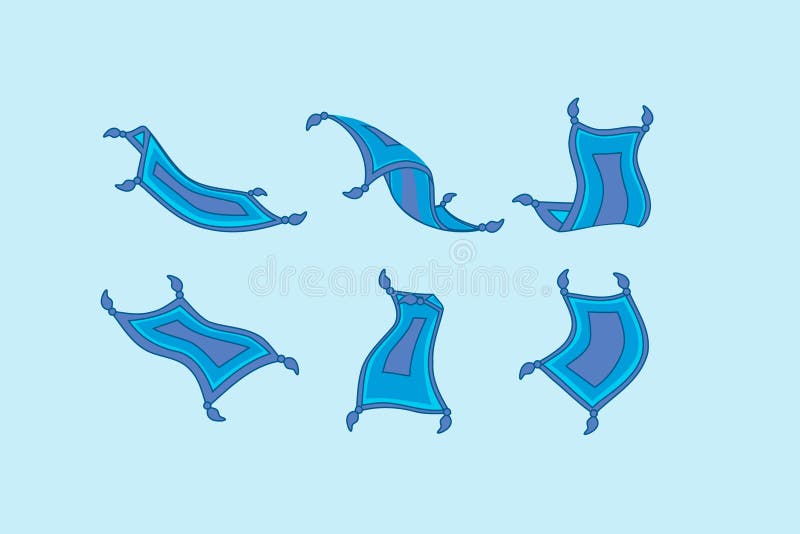 Magic Flying Carpet Design Vector Flat Illustration Template Icons ...