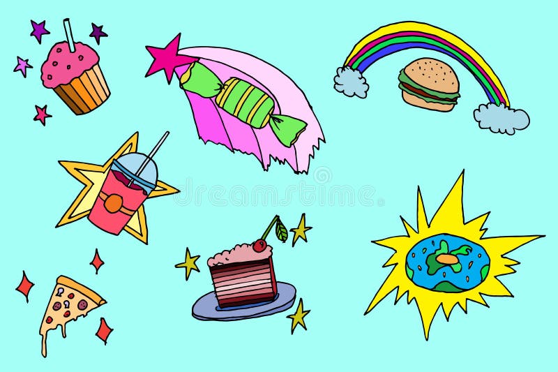 Magic food set stock illustration. Illustration of dream - 73496504