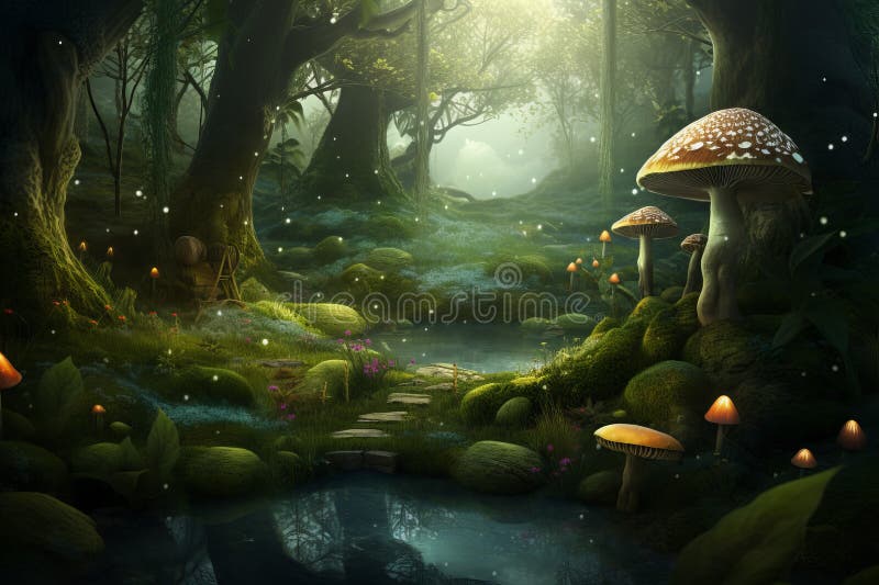 Magic Forest Plants. Generate Ai Stock Illustration - Illustration of ...
