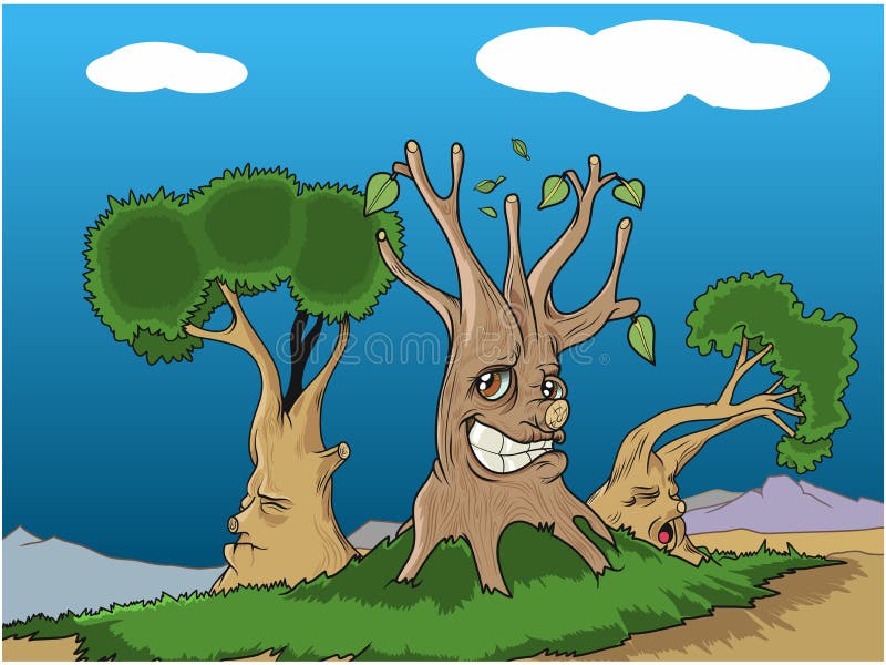 A Magic Forest with an Smiling Tree. Vector Illustration Stock Vector ...