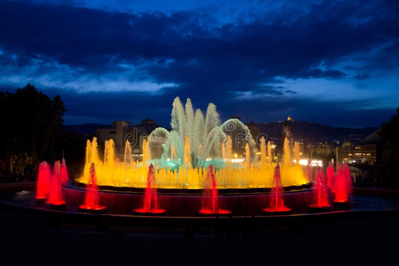 Magic Fountain show 1 editorial photo. Image of barcelona - 16306166