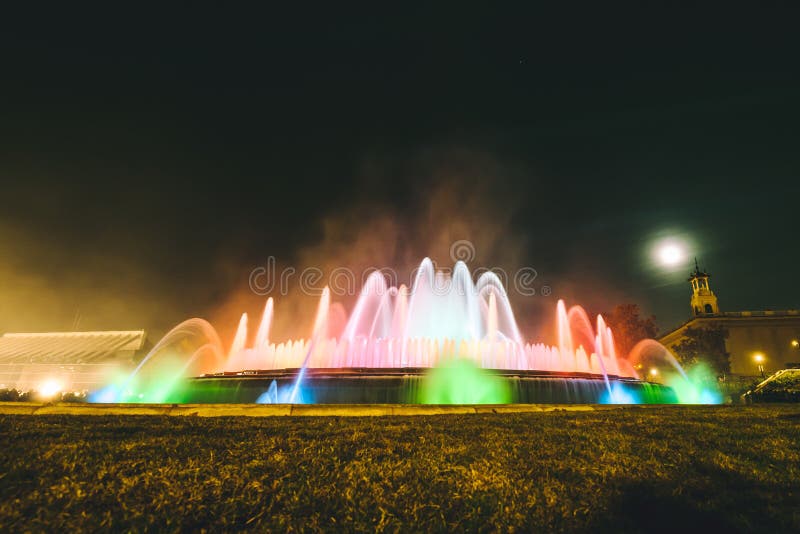 Magic Fountain Light Show in Barcelona, Spain Stock Photo - Image of ...