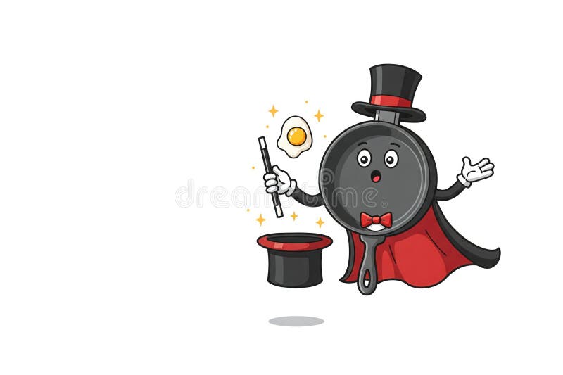 A Magic Frying Pan in a Top Hat with an Egg. Space for Text. Stock ...