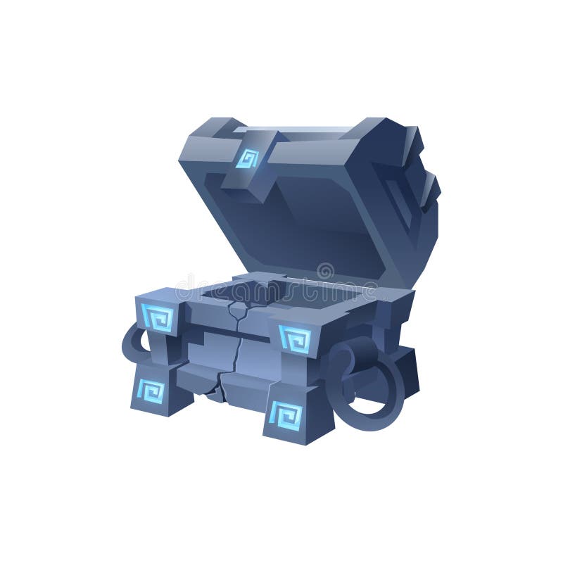 Magic Game Chest, Grey Trunk, Vector Illustrations Isolated on White ...