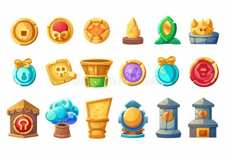 Set of game items scale stock vector. Illustration of interface - 251200721