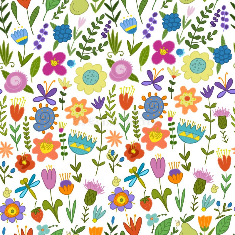 Magic Garden Background. Seamless Pattern for Your Design Stock Vector ...