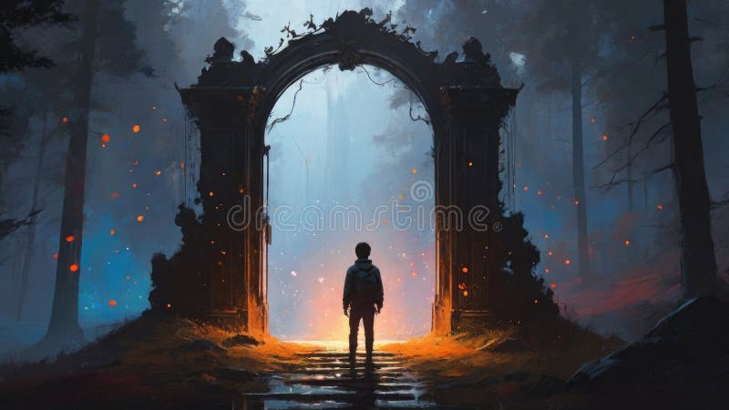 Magic Gate into Another Place Stock Illustration - Illustration of ...