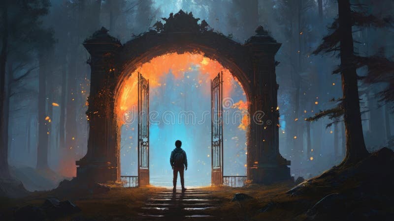 Magic Gate into Another Place Stock Illustration - Illustration of ...