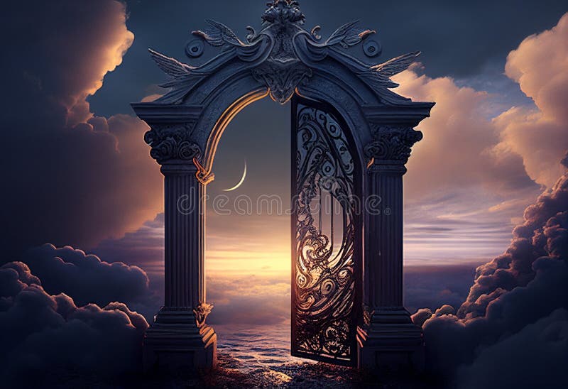 Magic Gates in the Sky. AI Generated Stock Illustration - Illustration ...