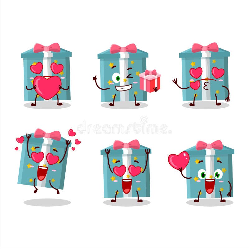 Magic Gift Box Cartoon Character with Love Cute Emoticon Stock Vector ...