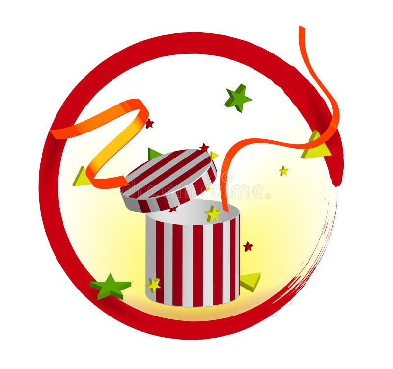 Magic Gift Box Logo. Surprises and Sweets, Red Ribbons Illustration ...