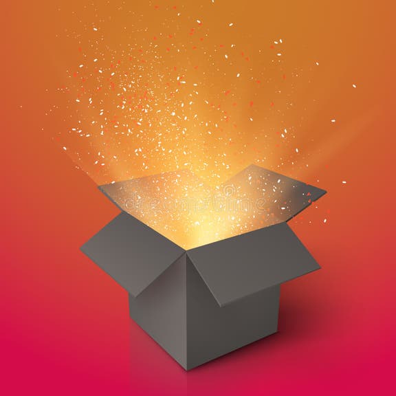 Magic Gift Box with Magic Light Stock Vector - Illustration of carton ...