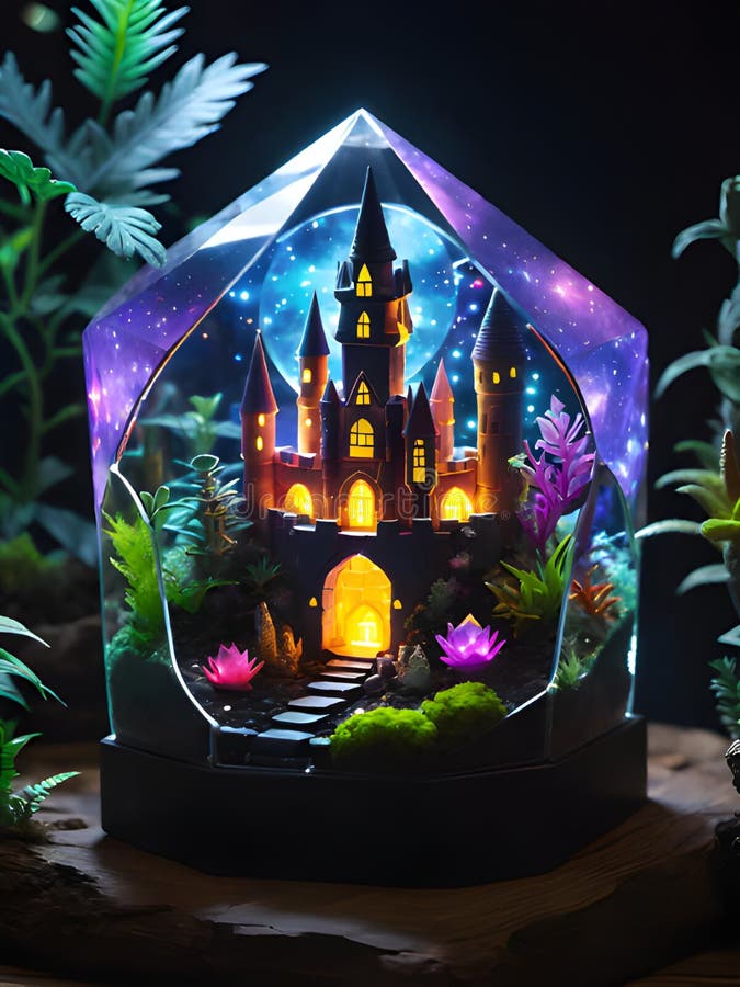Magic Glass Globe with a Beautiful Magic Castle Stock Illustration ...
