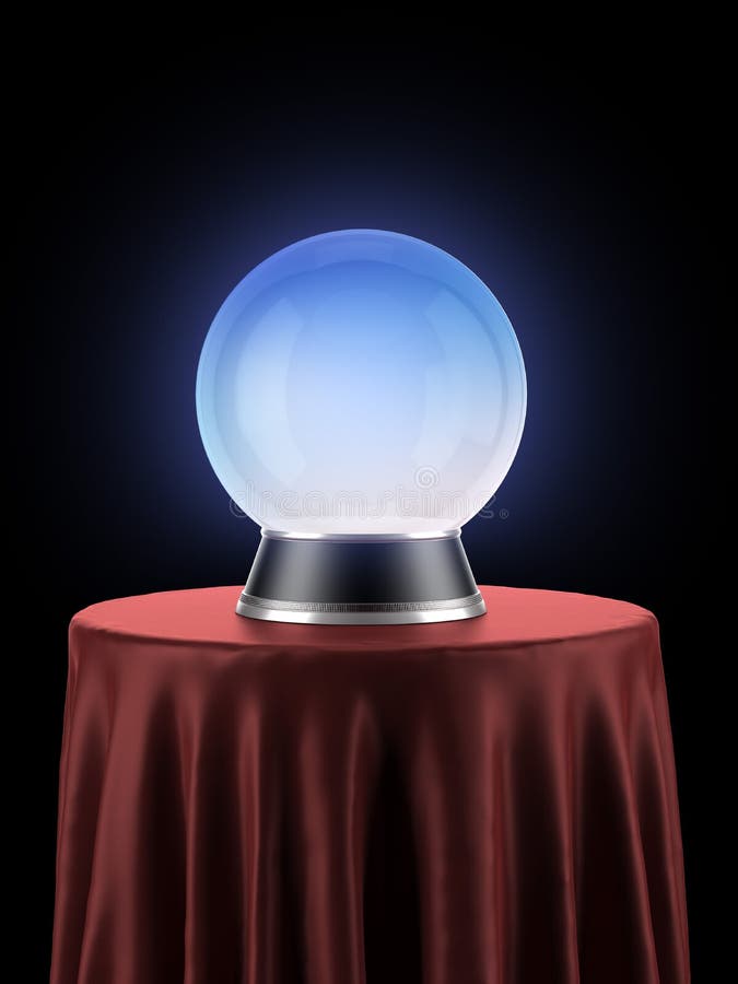 Magic Globe on Table Covered with Red Cloth Stock Illustration ...