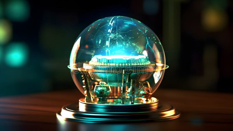 Magic Glowing Ball Standing on a Table in a Dark Atmosphere Stock ...